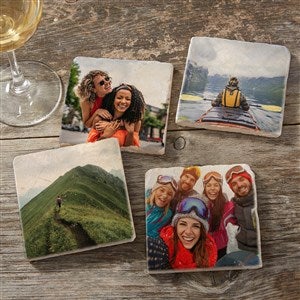 Photo Personalized Tumbled Stone Coaster Set for Her