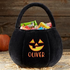 Jack-o'-Lantern Embroidered Plush Halloween Treat Bag