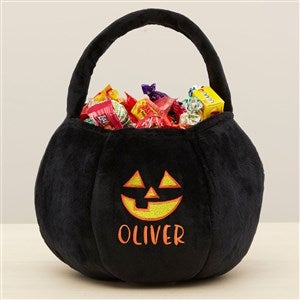 Jack-o'-Lantern Embroidered Plush Halloween Treat Bag