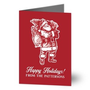 Retro Santa Personalized Christmas Card- Signature