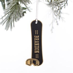 Snowboard Personalized Wood Ornament- Black
