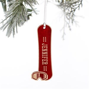 Snowboard Personalized Wood Ornament- Red Maple