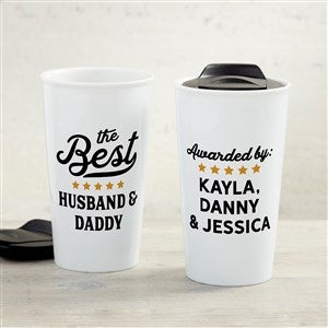 Best Dad Personalized Ceramic Travel Mug - Double-Wall - 12 oz