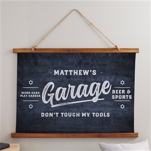 The Garage Personalized Wood Topped Tapestry - 36x26