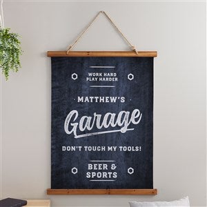 The Garage Personalized Wood Topped Tapestry