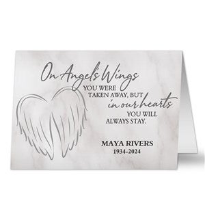 On Angel's Wings Personalized Sympathy Greeting Card