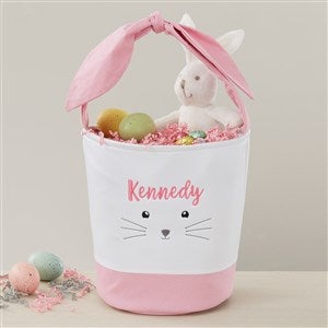 Lovable Bunny Embroidered Pink Easter Basket