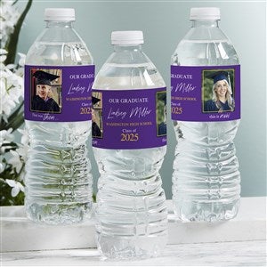 Then & Now Graduate Personalized Photo Water Bottle Labels