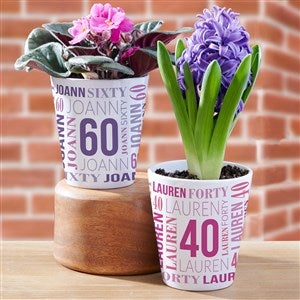 Repeating Birthday Personalized Mini Flower Pot