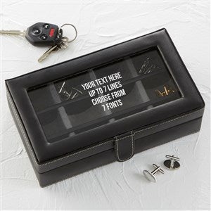 Personalized 12 Slot Leather Accessory Box - Engraved Message