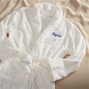 Couples Classic Comfort Embroidered Luxury Fleece Robe - Ivory