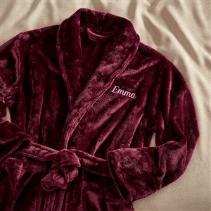 Couples Classic Comfort Embroidered Luxury Fleece Robe - Maroon