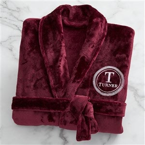Gentleman's Seal Embroidered Fleece Robe- Maroon