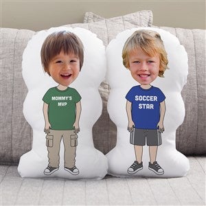 Boy Personalized Photo Character Throw Pillow