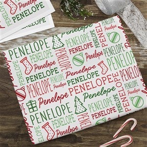 Holiday Repeating Name Personalized Wrapping Paper