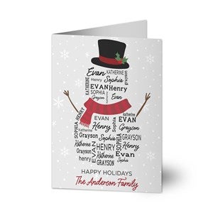 Snowman Repeating Name Personalized Holiday Card- Signature