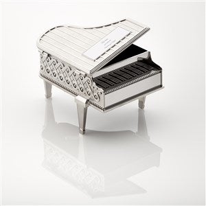 Engraved Silver Piano Musical Keepsake Box