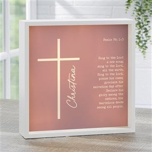 Religious Verse Personalized LED Ivory Light Shadow Box - 10"x10"