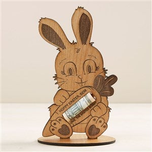 Easter Bunny Personalized Wood Money Holder - Natural