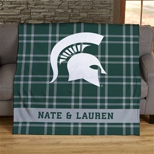 NCAA Plaid Michigan State Spartans Personalized Blankets