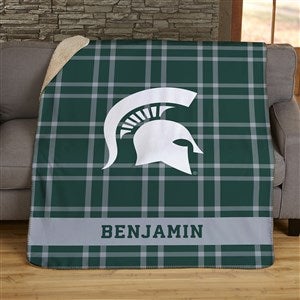 NCAA Plaid Michigan State Spartans Personalized Blankets