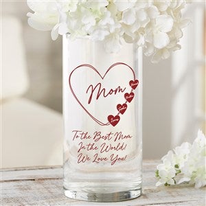 A Mother's Heart Personalized Cylinder Glass Flower Vase