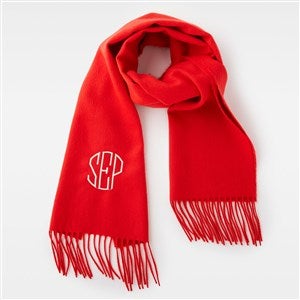 Embroidered Soft Fringe Scarf in Solid Red
