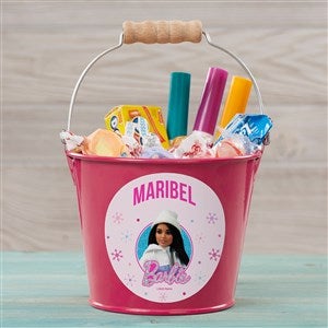 Merry & Bright Barbie Personalized Treat Buckets - Pink