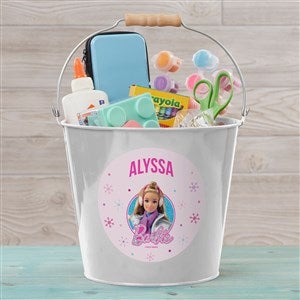 Merry & Bright Barbie Personalized Treat Buckets - White