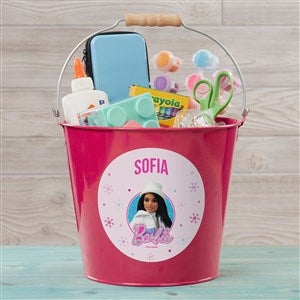 Merry & Bright Barbie Personalized Large Treat Buckets - Pink