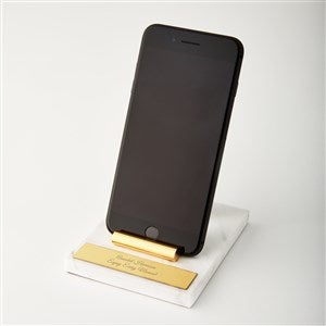 Engraved White Marble Phone Stand