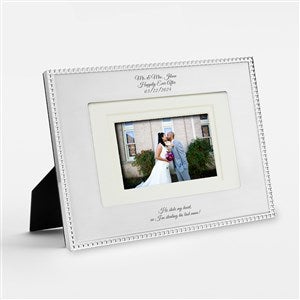 Engraved Wedding Silver Beaded Double Picture Frame
