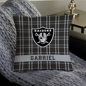 NFL Las Vegas Raiders Plaid Personalized Throw Pillow