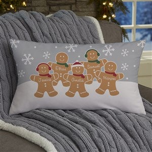 Gingerbread Family Personalized Lumbar Throw Pillow
