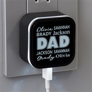 Dad Repeating Name Personalized LED Triple Port USB Charger
