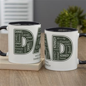 Dad Repeating Name Personalized Coffee Mug - Black