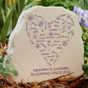 Blooming Heart Personalized Standing Garden Stone