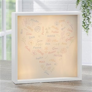 Blooming Heart Personalized LED Shadow Box - Large - Grey