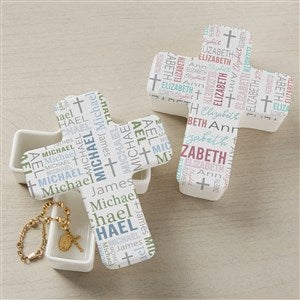 Religious Repeating Name Personalized Ceramic Cross Box