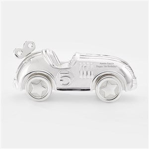 Engraved Reed & Barton Race Car Coin Bank