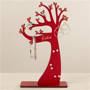 Wooden Tree Personalized Jewelry Holder - Red