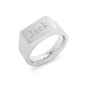 Men's Engraved Brushed Rectangle Signet Ring