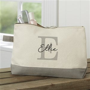Simple Signature Personalized Makeup Bag - Grey