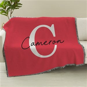 Signature Initial Personalized Woven Throw Blanket - 56x60