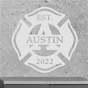 Custom Firefighter Monogram Steel Sign - Silver