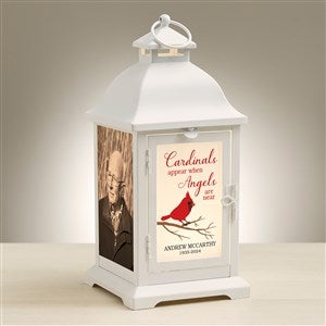 Cardinal Memorial Personalized White Metal LED Lantern