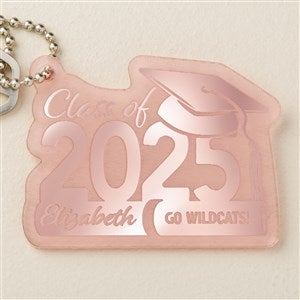 Graduation Hat Personalized Acrylic Keychain - Rose Gold