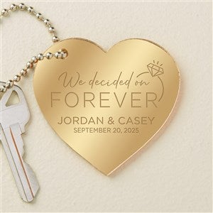 We're Engaged Personalized Gold Mirrored Heart Acrylic Keychain