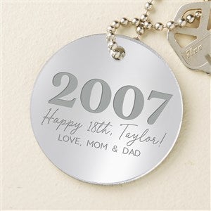 Birthday Year Personalized Silver Mirrored Acrylic Keychain