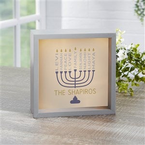 Hanukkah Menorah Personalized LED Light Shadow Box